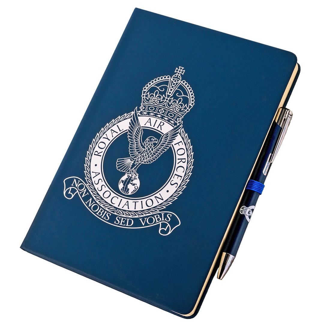 RAF Association Crest A5 Notebook and Pen (King's Crown) - RAFATRAD
