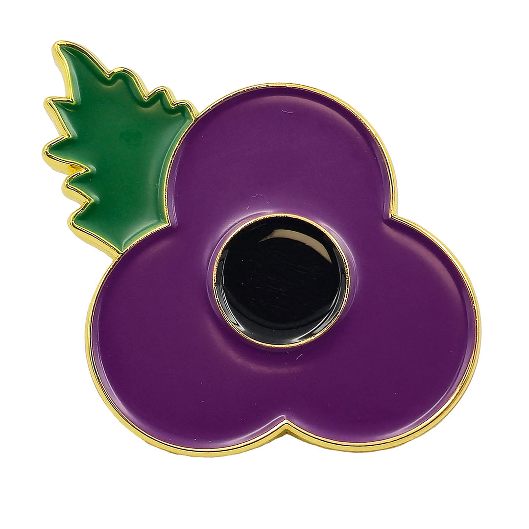 Purple Poppy Pin Leaf 3cm | Remembrance | RAFAssociation Shop - RAFATRAD
