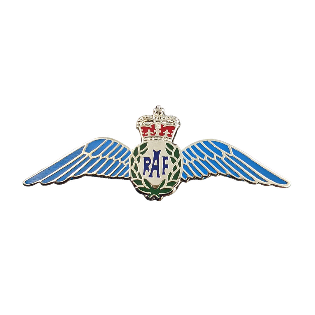 RAF Wings Lapel Badge | Silver Queens Crown | RAFATRAD - RAFATRAD