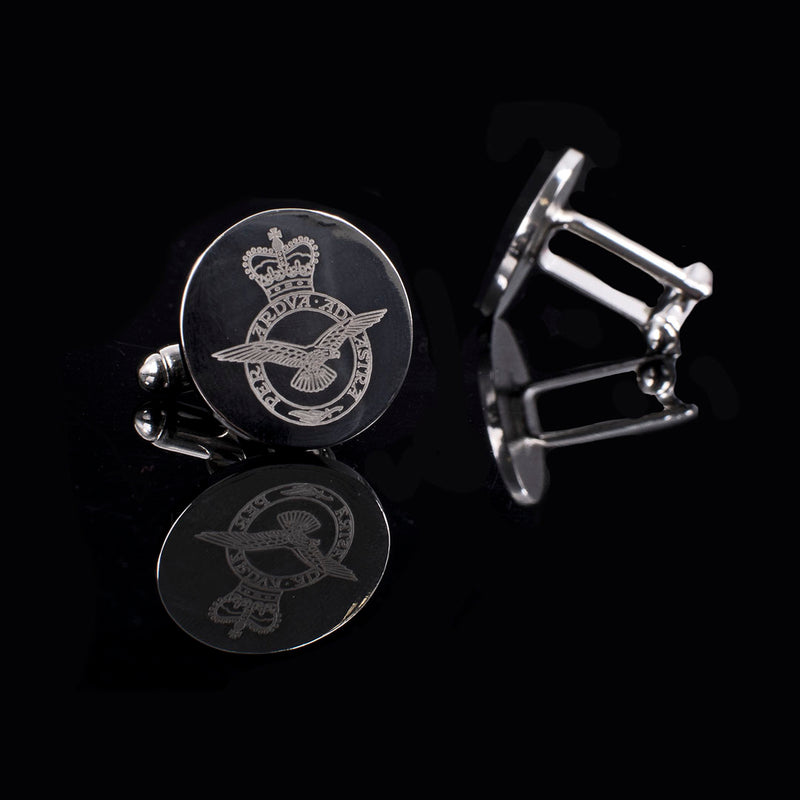 RAF Crest Cufflinks Laser Engraved: Boxed in leatherette box - RAFATRAD