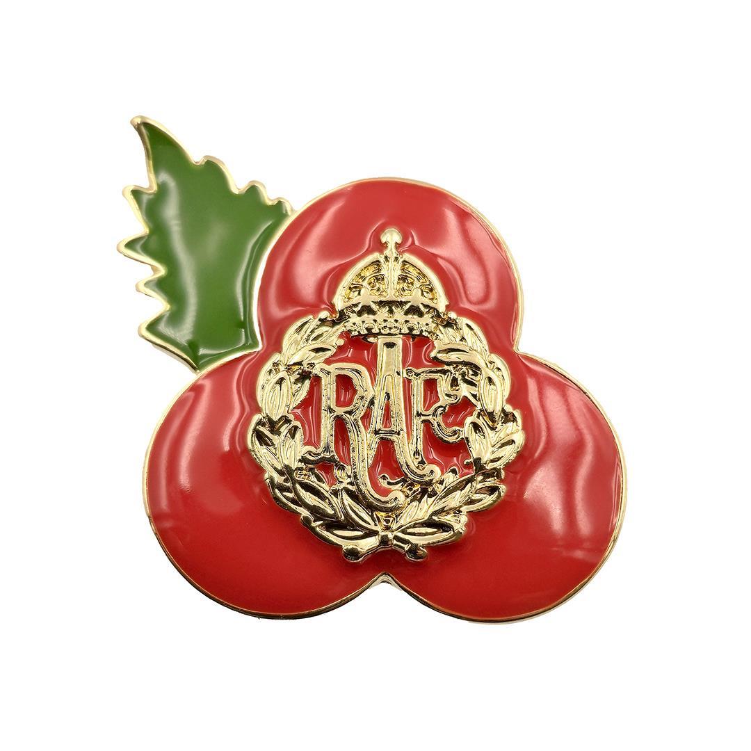 RAF Cap Badge Poppy Brooch - RAFATRAD