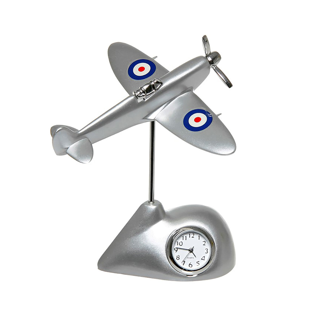 Aircraft Desk Clock - Spitfire Silver - RAFATRAD