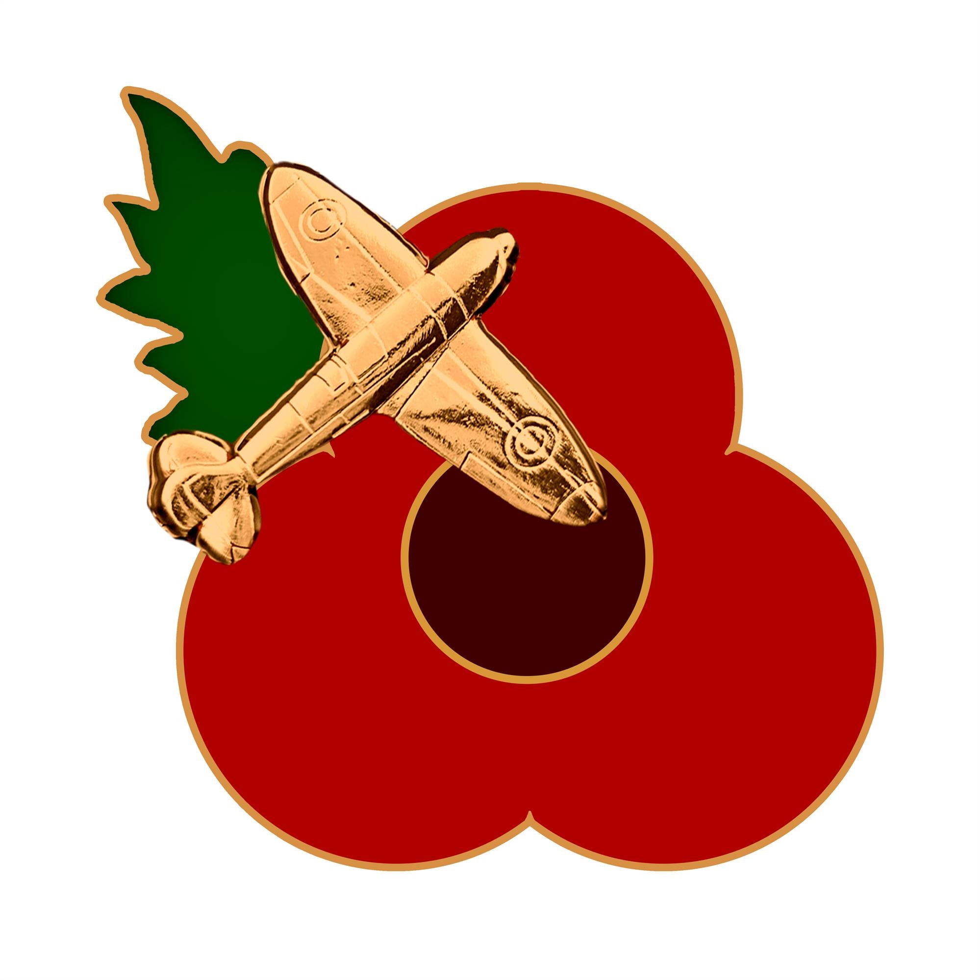 Spitfire Poppy Pin Leaf 3cm - RAFATRAD