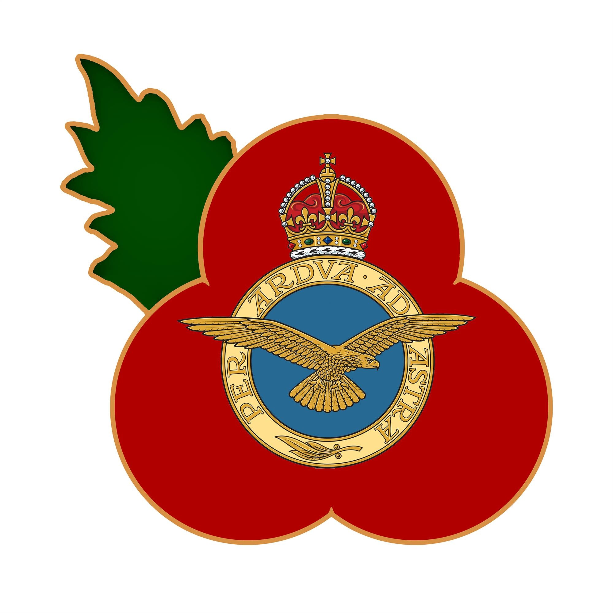 RAF Crest Poppy Pin Leaf 3cm - RAFATRAD
